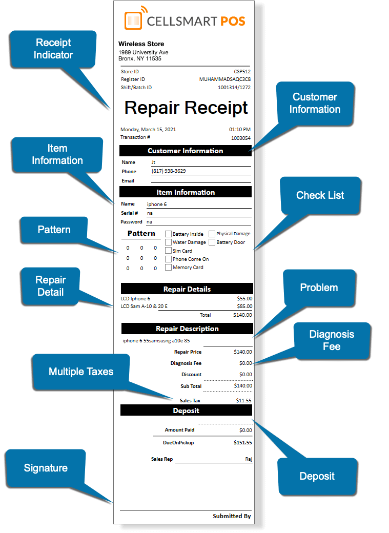 CellSmart POS - Receipts